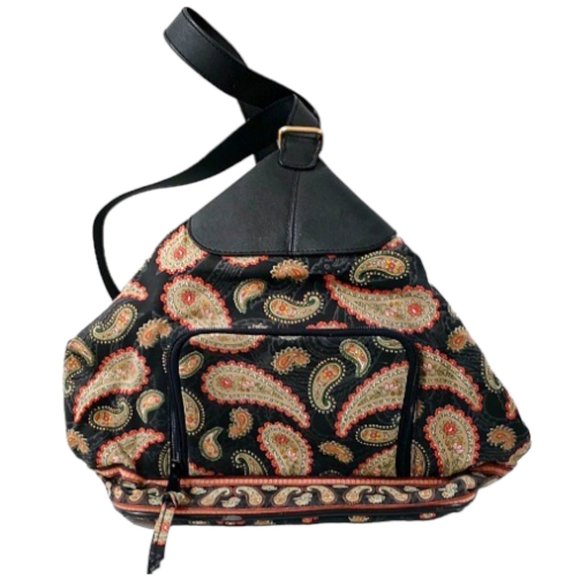 Maggi B | Bags | Maggi B Black Colorful Paisley Print Hobo Backpack ...